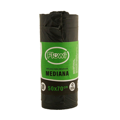 BOLSA RESIDUO 50X70 FLOWI PACK 24 ROLLOS X20U NEGRA