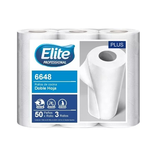 ROLLO DE COCINA 6648 ELITE DH PLUS 50 PAÑOS X3