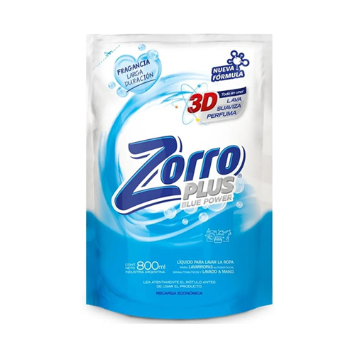 JABON LIQUIDO ZORRO PLUS DOY PACK 800ML